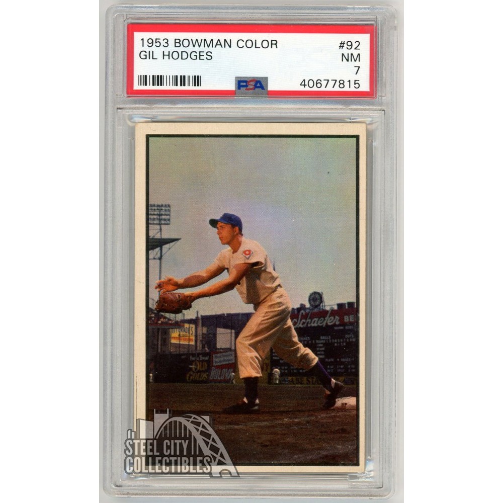 Gil Hodges 1953 Bowman Color Card #92 PSA 7 NM | Steel City Collectibles