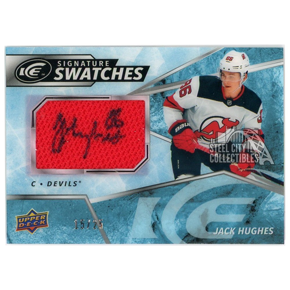 Jack Hughes 2019-20 Upper Deck Ice Signature Swatches Autograph Rookie ...