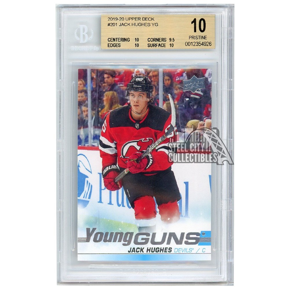 Jack Hughes 2019-20 Upper Deck Young Guns Rookie Card #201 BGS 10 ...