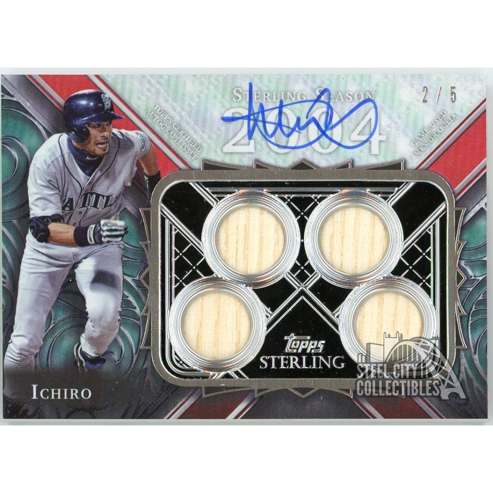 Ichiro 2022 Topps Sterling Seasons Quad Bat Autograph Card #SSAR-I 2/5 ...