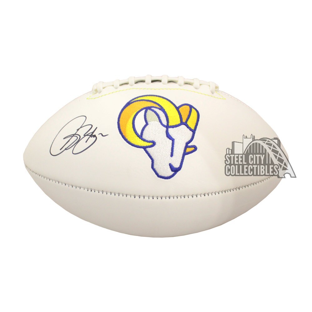 Isaac Bruce Autographed Los Angeles Rawlings White Panel Football - BAS ...