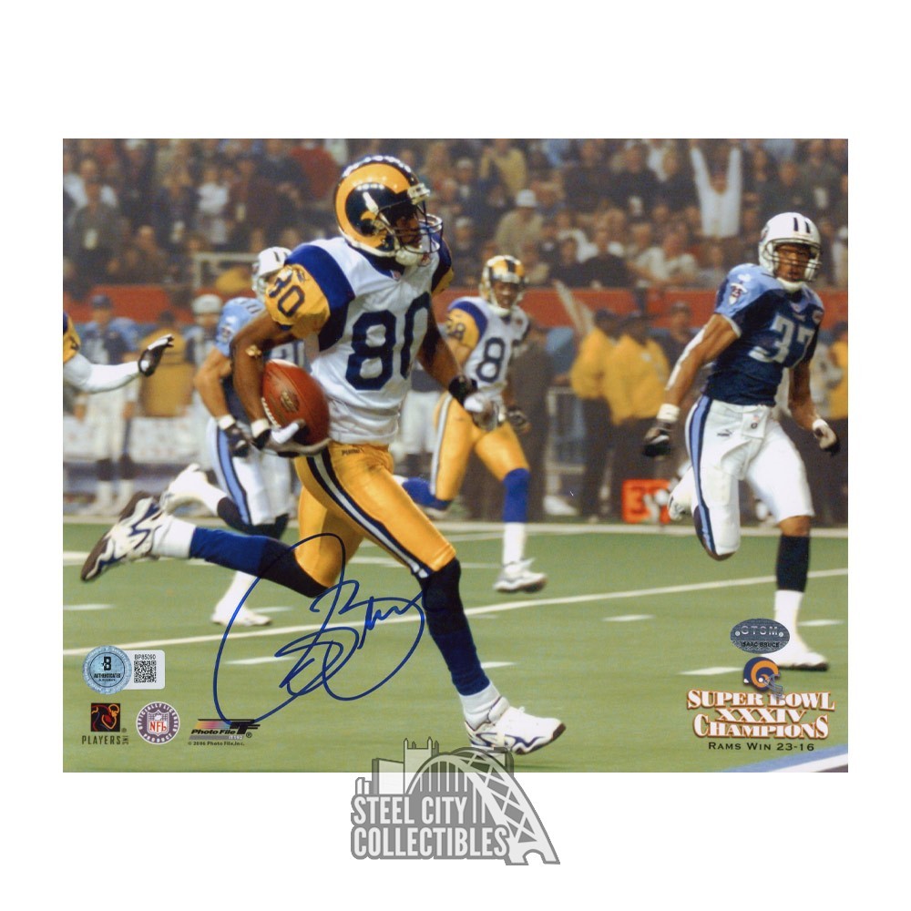 Isaac Bruce Autographed St Louis 8x10 Football Photo - BAS (SB Champs ...