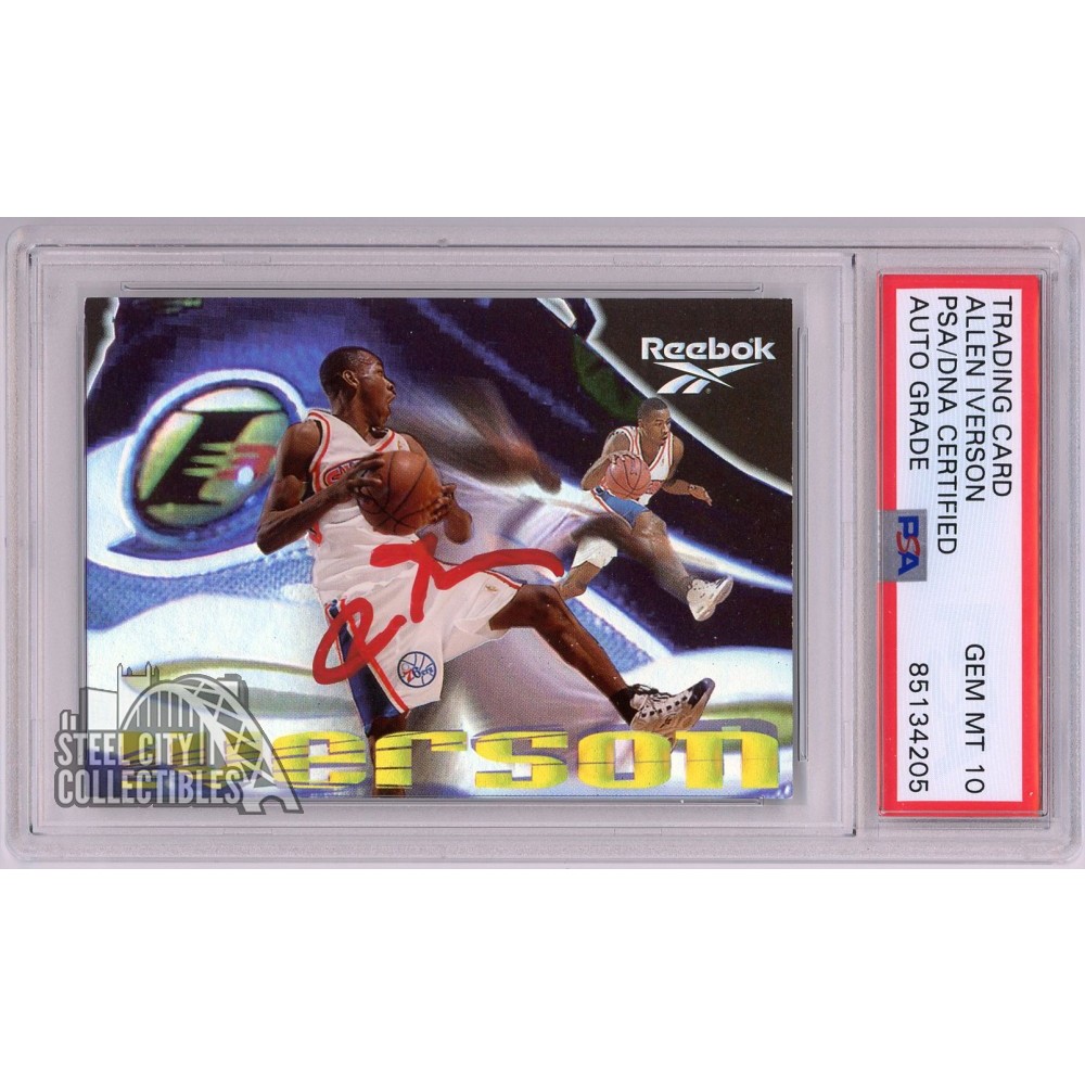 Allen Iverson 1997-98 Skybox Reebok Autograph Card PSA/DNA 10 (Red ...