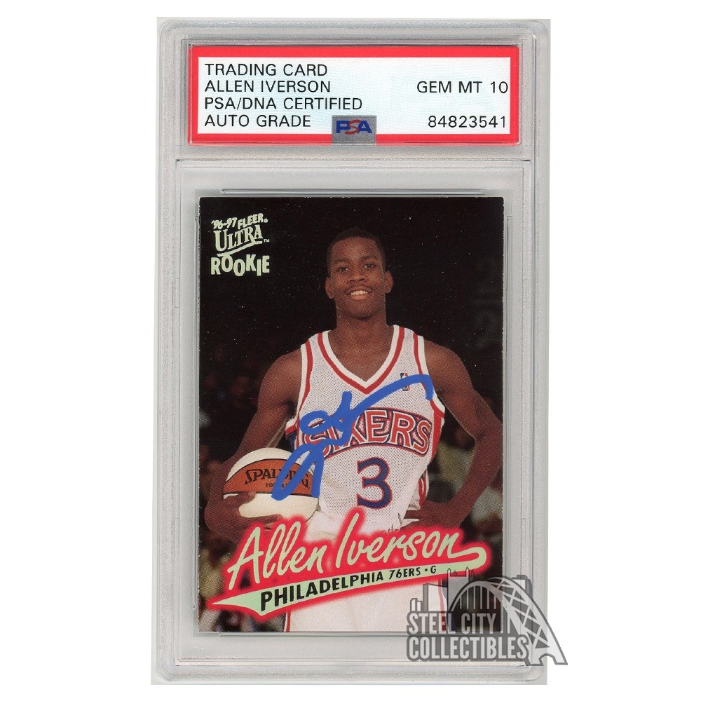 Allen Iverson 1996-97 Fleer Ultra Autograph Rookie Card #82 PSA/DNA 10 ...