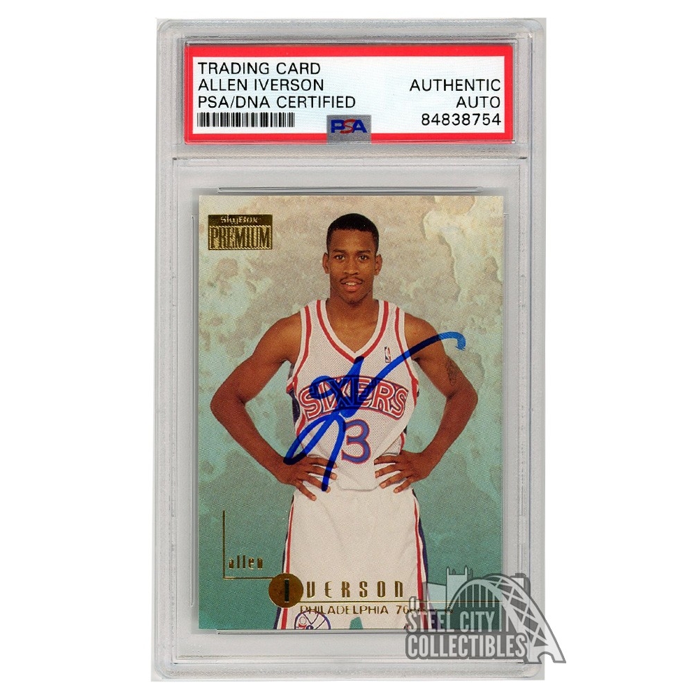 Allen Iverson 1996-96 Skybox Premium Autograph Rookie Card #85 PSA/DNA ...