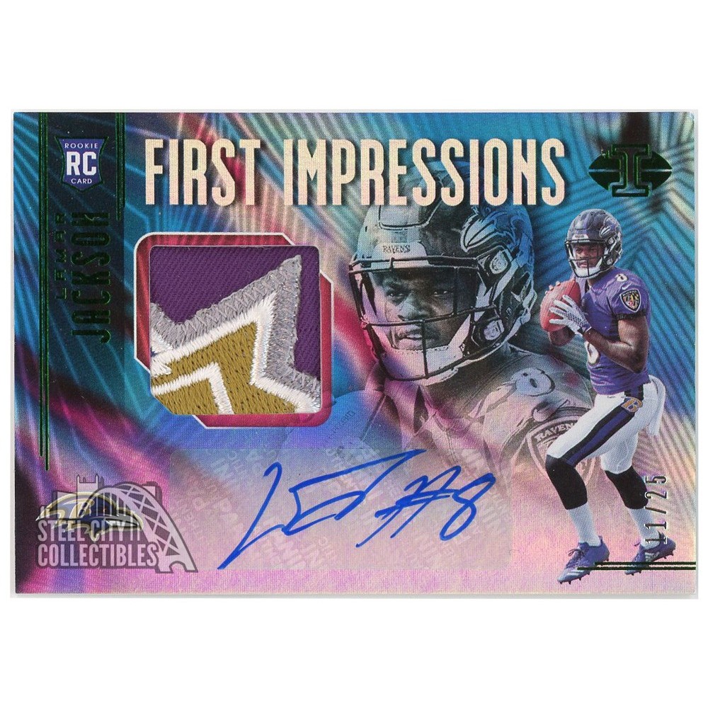 Lamar Jackson 2018 Panini Illusions Green First Impressions Rookie ...