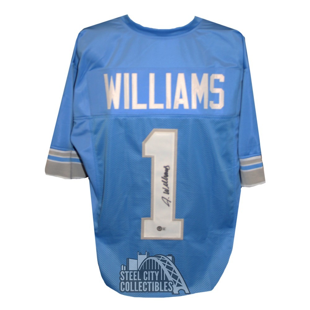 Jameson Williams Autographed Detroit Custom Blue Football Jersey - BAS ...