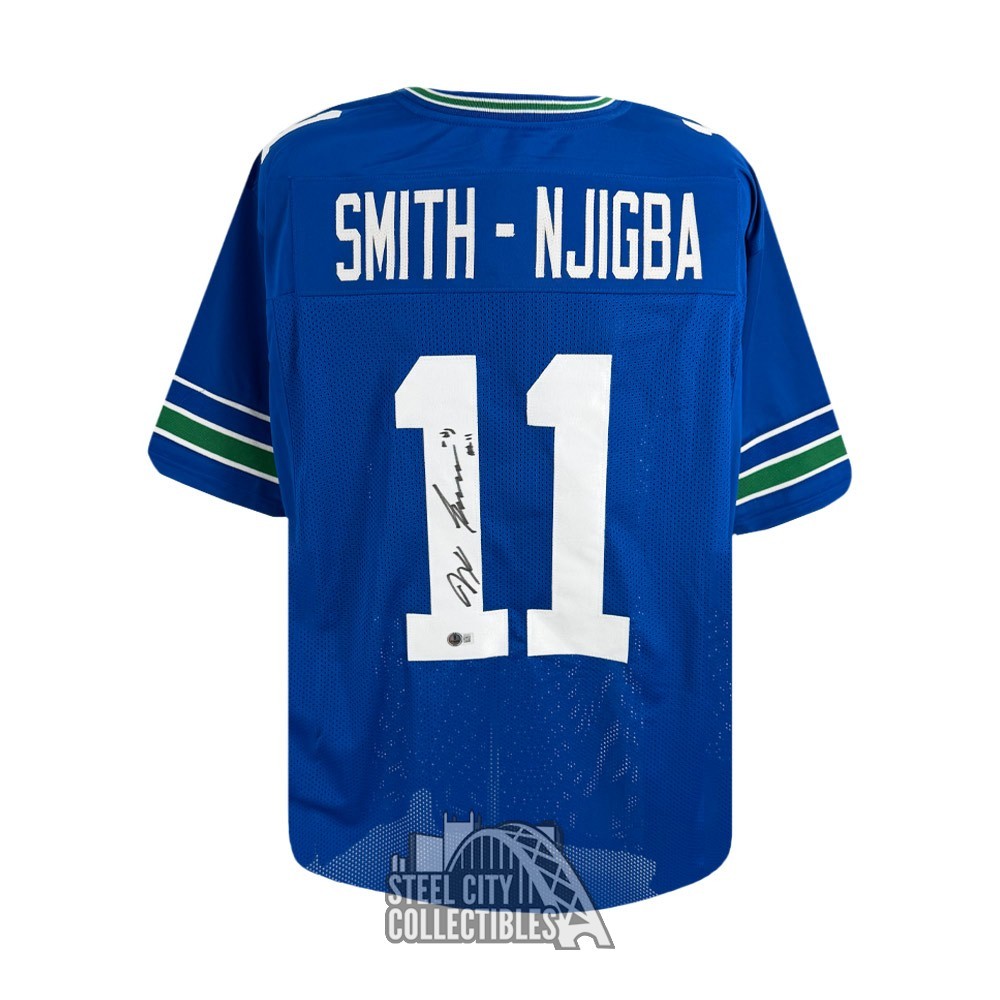 Jaxon Smith-Njigba Autographed Seattle Custom Blue Football Jersey ...