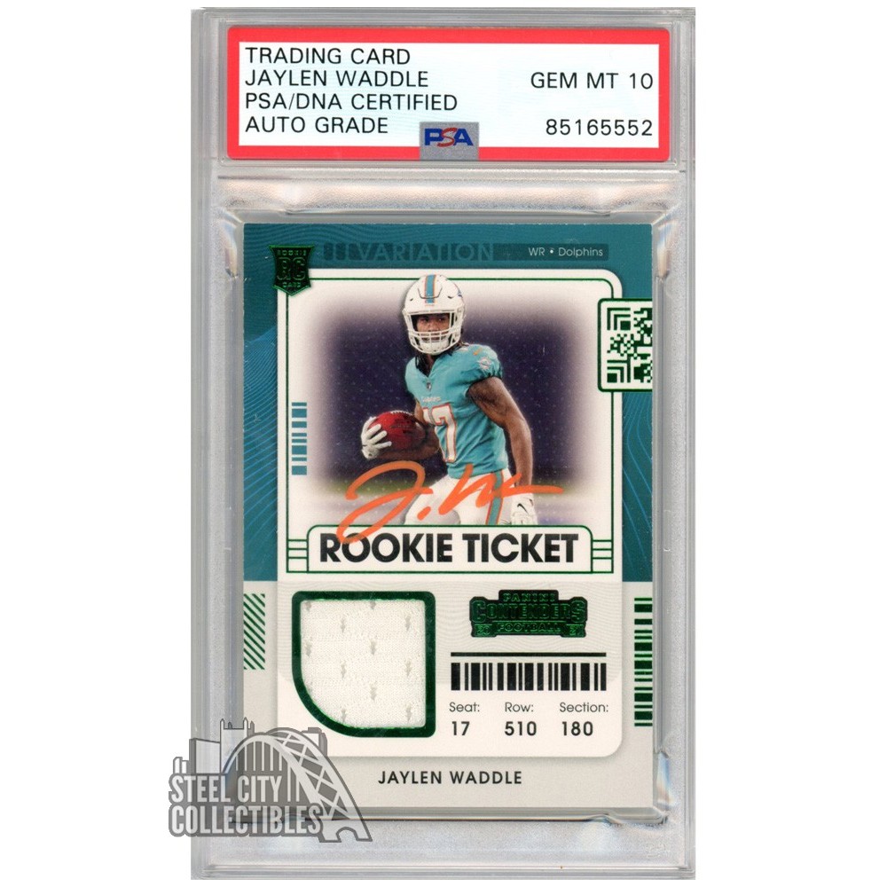 Jaylen Waddle 2021 Panini Contenders Rookie Ticket Green Jersey ...