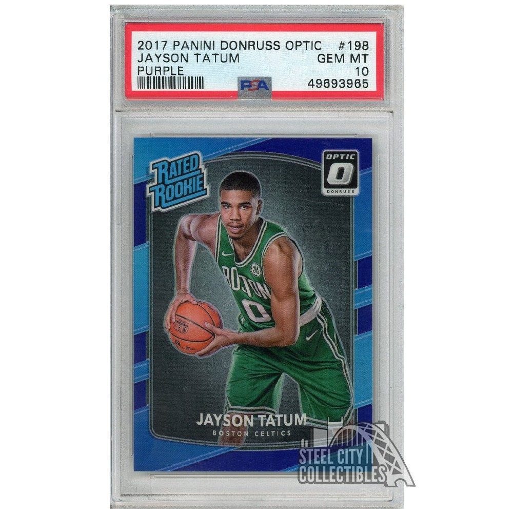 Jayson Tatum 2017-18 Panini Donruss Optic Purple Rookie Card #198 PSA ...