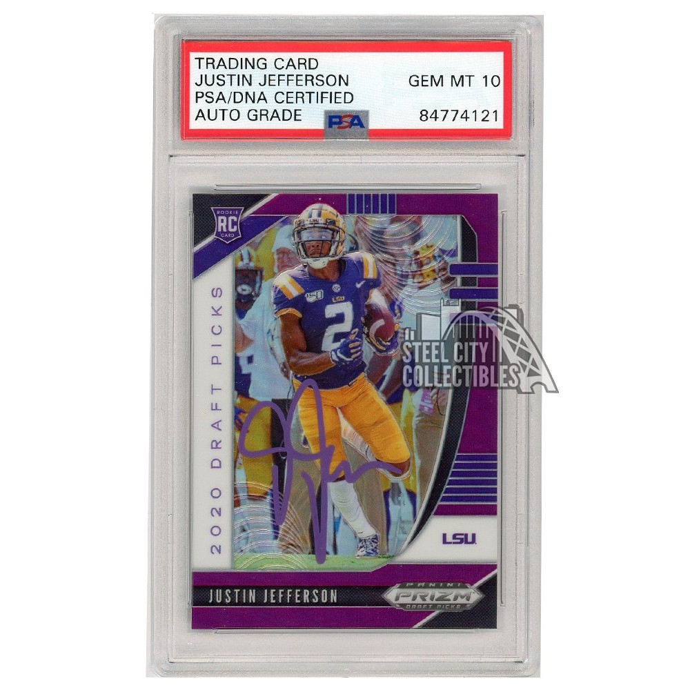 Justin Jefferson 2020 Panini Prizm Draft Purple Autograph RC Card #126 ...