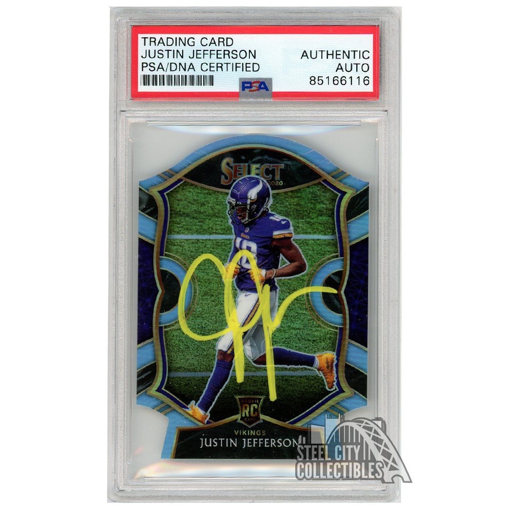 Justin Jefferson 2020 Panini Select Concourse Light Blue Die-Cut ...