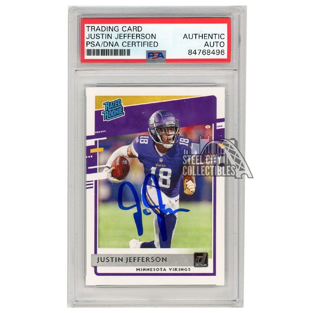 Justin Jefferson 2020 Panini Donruss Rated Rookie Autograph Card #313 ...