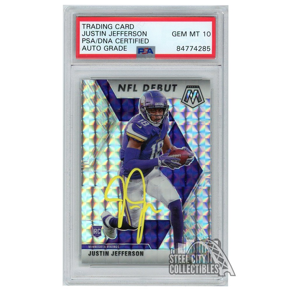 Justin Jefferson 2020 Panini Mosaic NFL Debut Mosaic Autograph RC Card ...