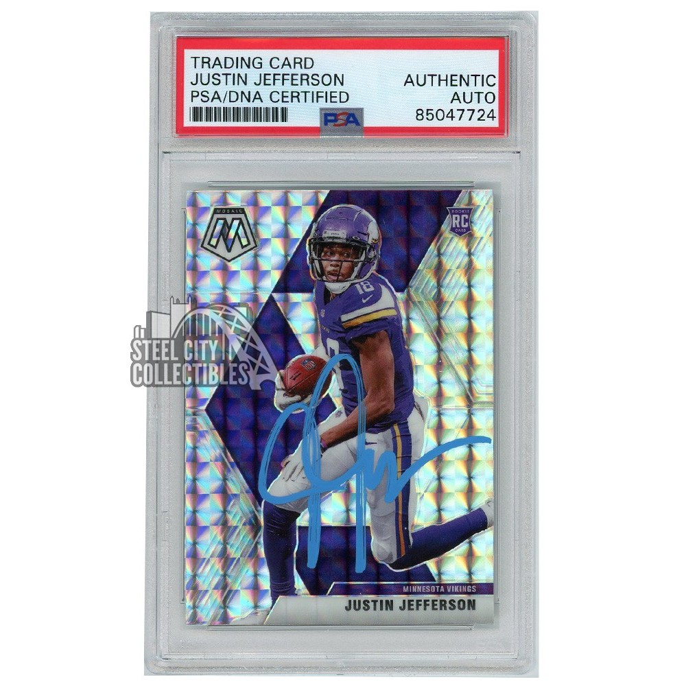 Justin Jefferson 2020 Panini Mosaic Silver Mosaic Autograph Rookie Card ...