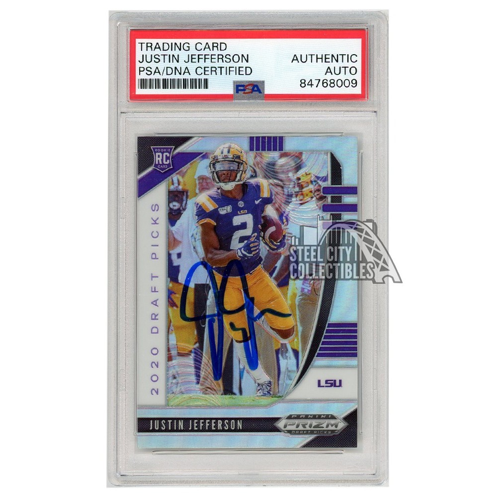 Justin Jefferson 2020 Panini Prizm Draft Silver Autograph Rookie Card ...
