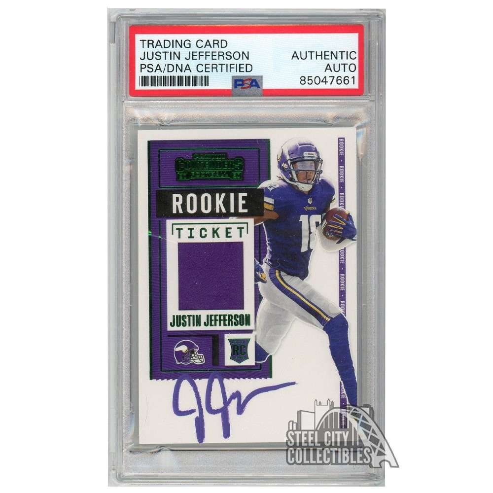 Justin Jefferson 2020 Panini Contenders Rookie Ticket Green Jersey ...