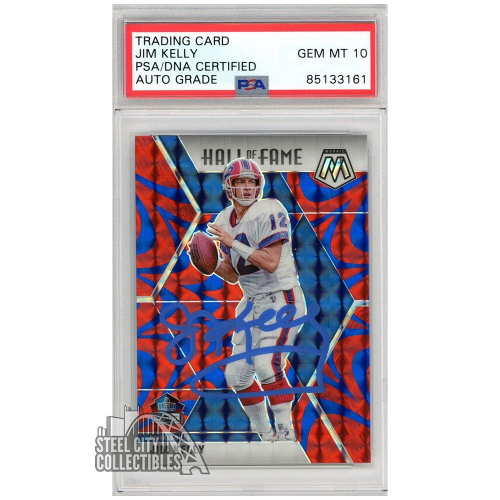 Jim Kelly 2020 Panini Mosaic Blue Reactive Autograph Card #295 PSA/DNA ...