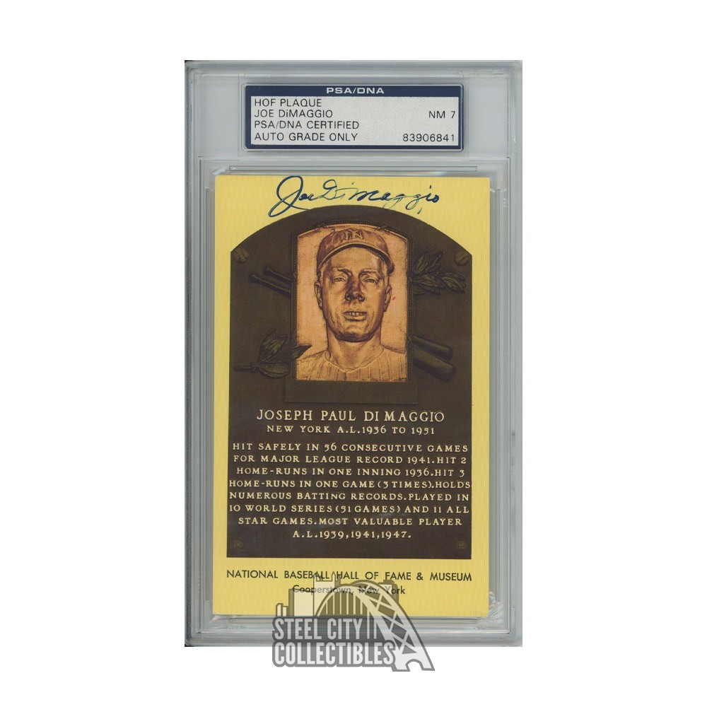 Joe DiMaggio Autographed Hall of Fame Postcard - PSA/DNA 7 NM (Signed ...