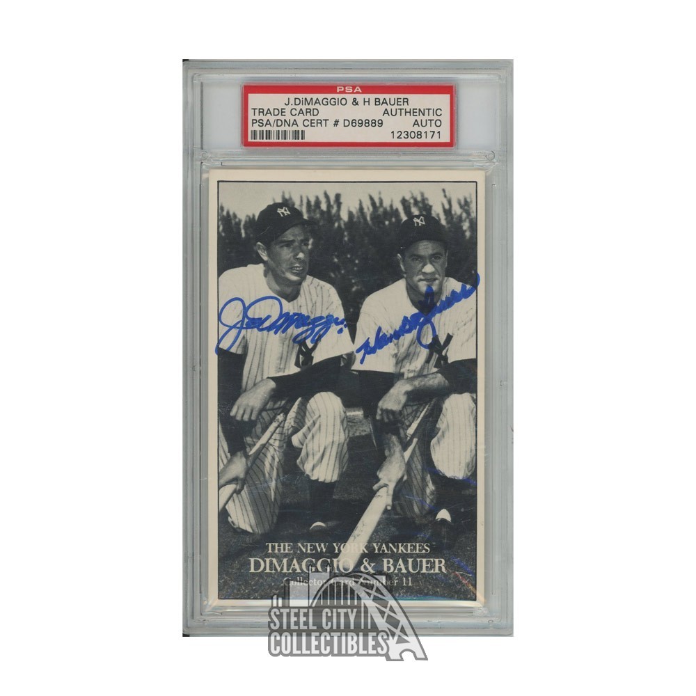 Joe DiMaggio & Hank Bauer Autographed Yankees Oversized Trading Card ...