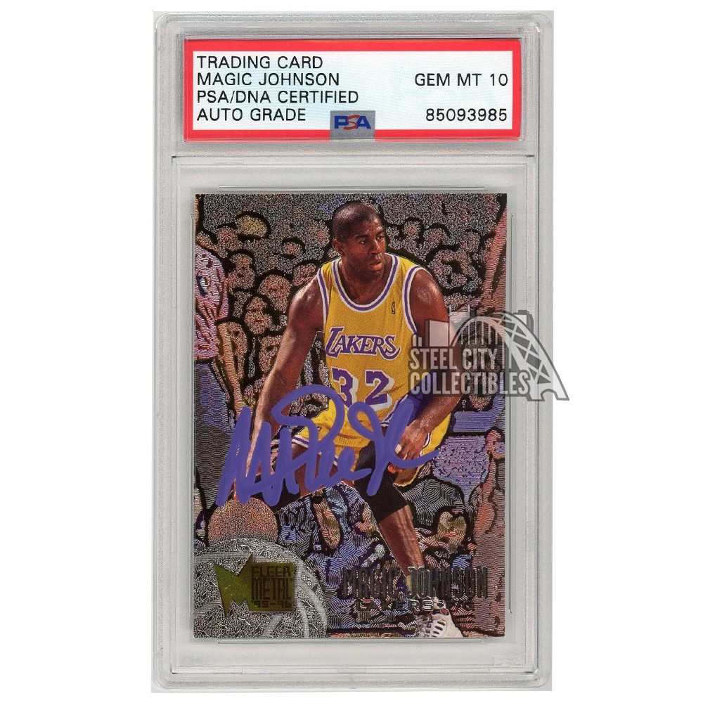 Magic Johnson 1995-96 Fleer Metal Autograph Card #161 PSA/DNA 10 ...