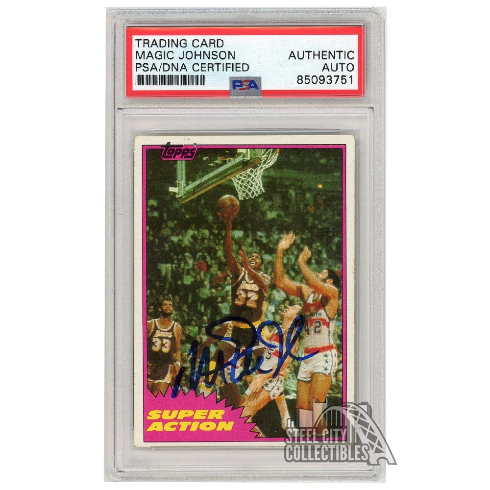Magic Johnson 1981-82 Topps Super Action Autograph Card #109 PSA/DNA ...