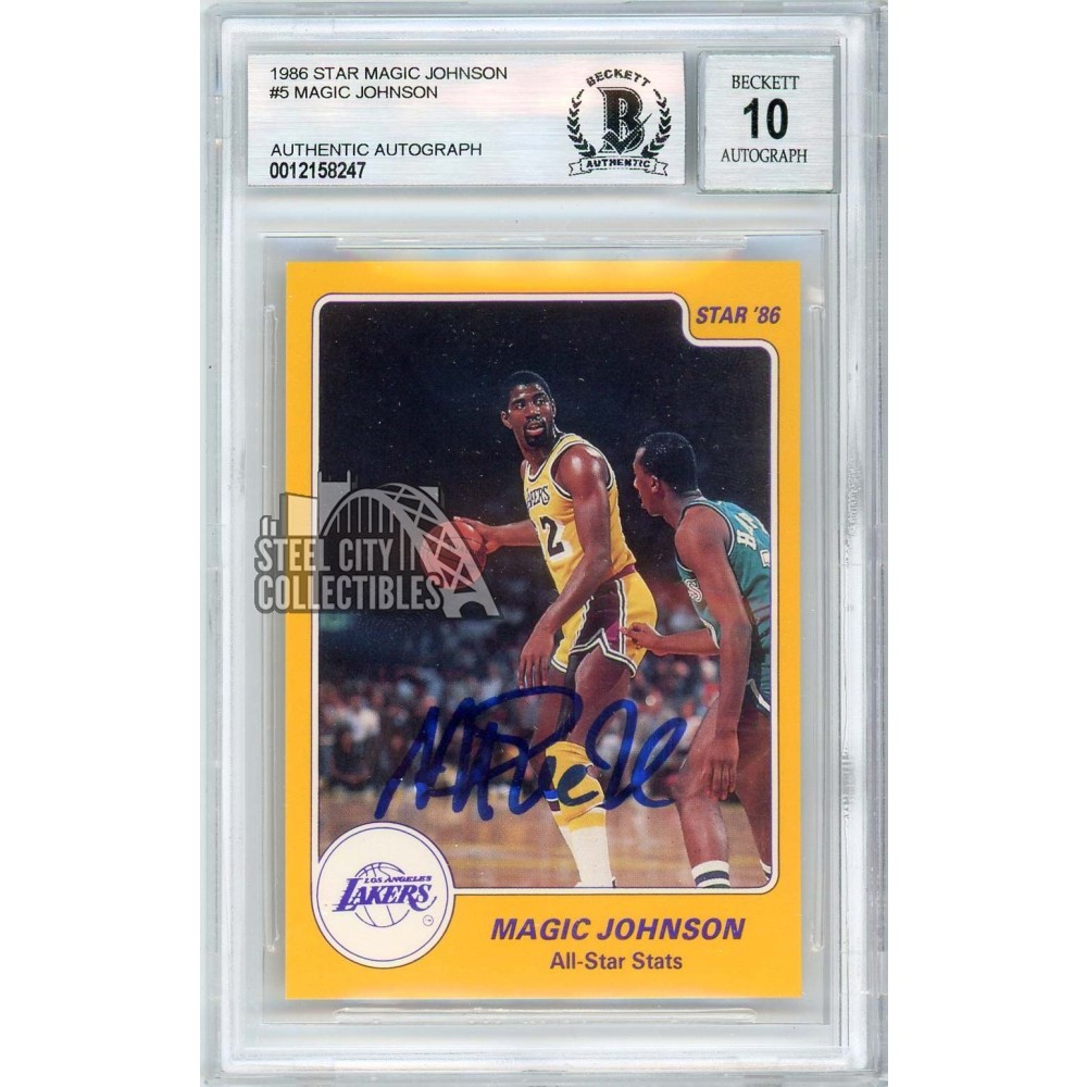 Magic Johnson 1986-87 Star All-Star Stats Autograph Card #5 BAS 10 ...