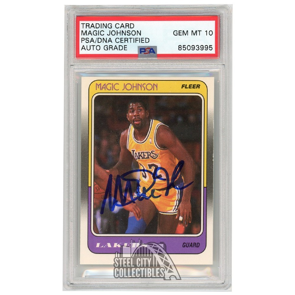 Magic Johnson 1988-89 Fleer Autograph Card #67 PSA/DNA 10 | Steel City ...