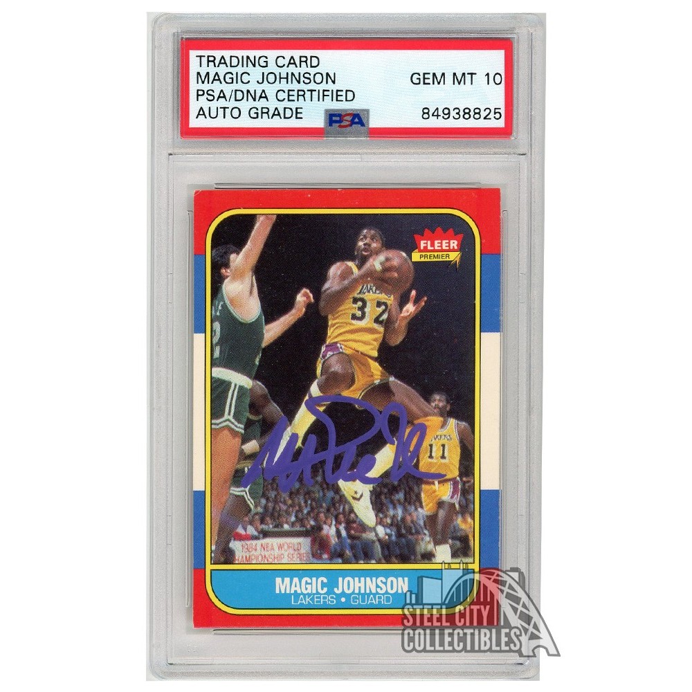 Magic Johnson 1986-87 Fleer Autograph Card #53 PSA/DNA 10 (Purple ...