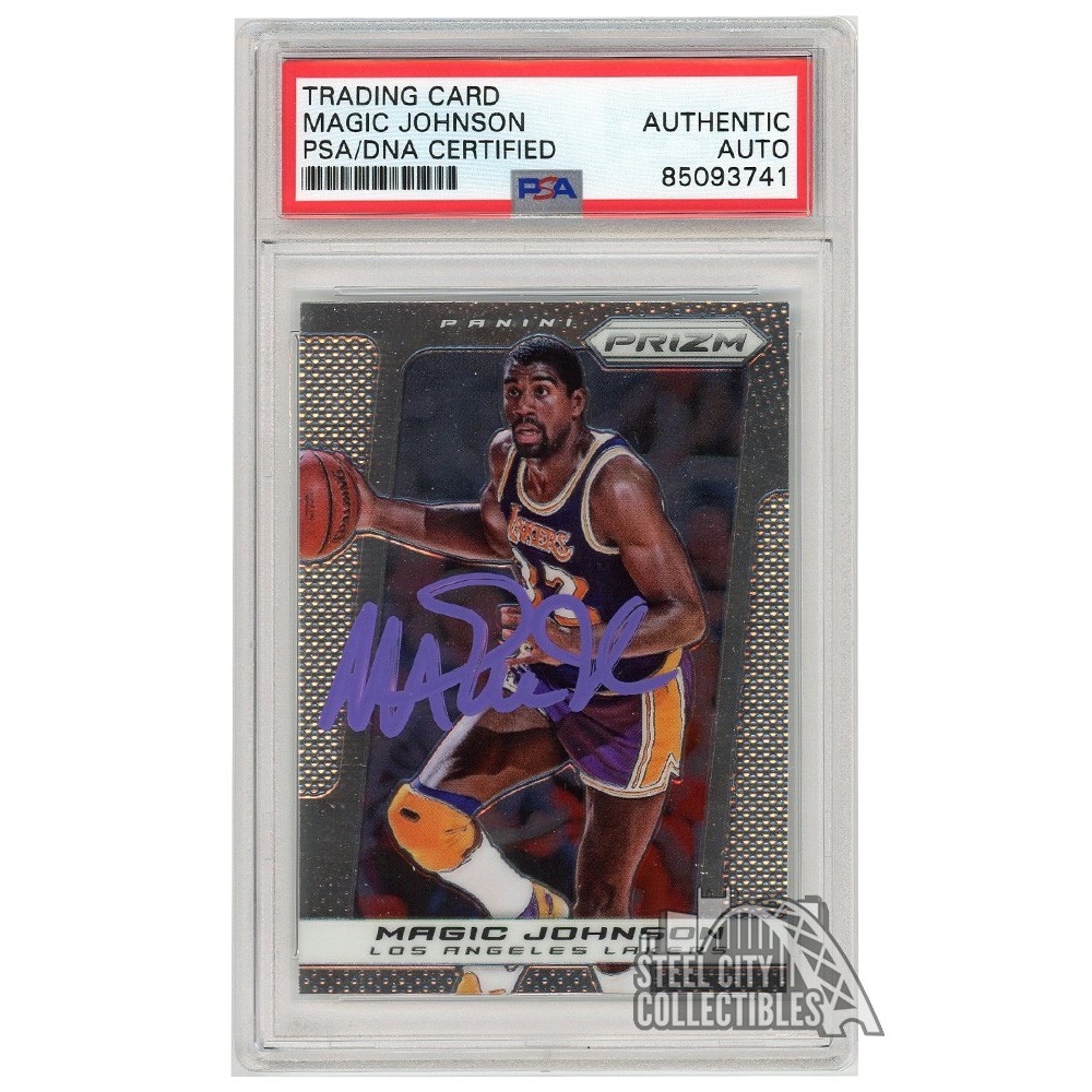 Magic Johnson 2013-14 Panini Prizm Autograph Card #242 PSA/DNA (Purple ...
