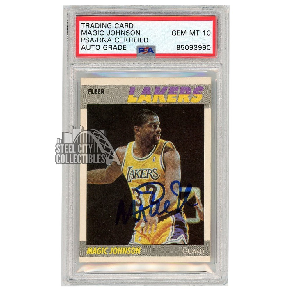 Magic Johnson 1987-88 Fleer Autograph Card #56 PSA/DNA 10 | Steel City ...