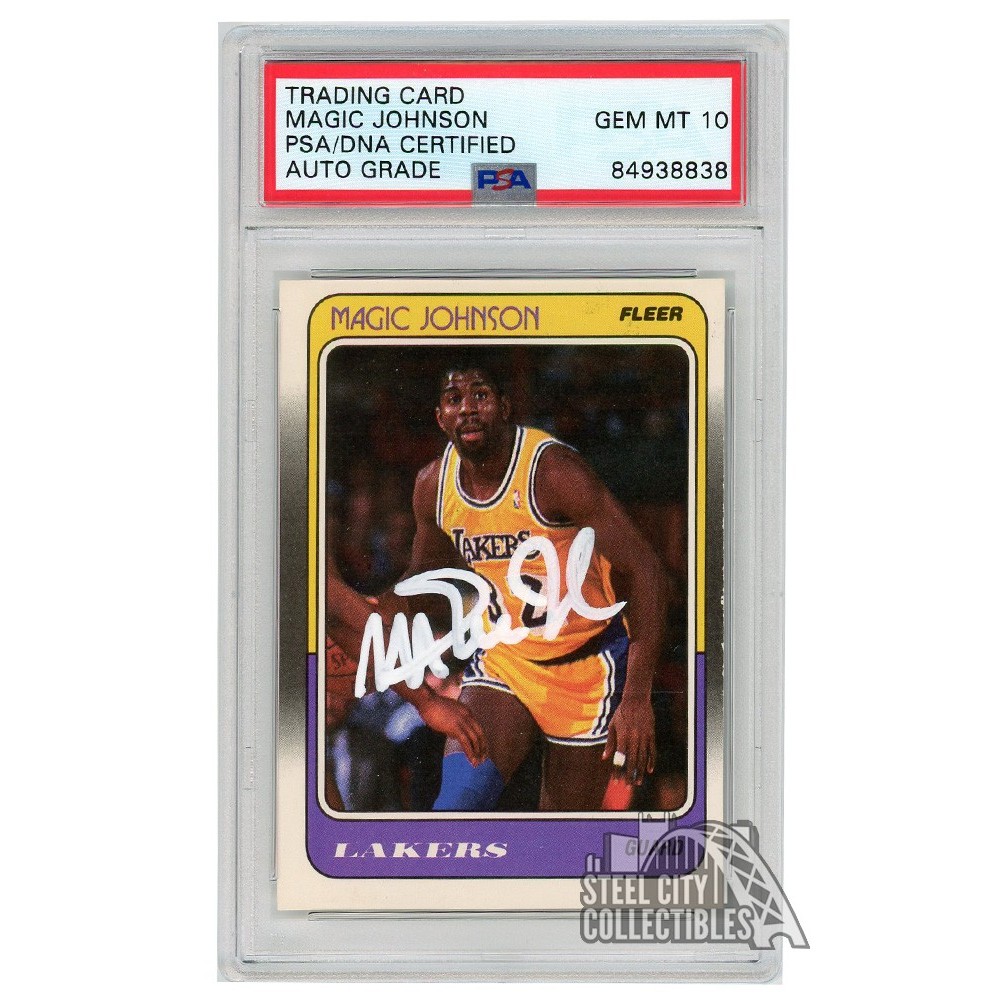 Magic Johnson 1988-89 Fleer Autograph Card #67 PSA/DNA 10 (White ...