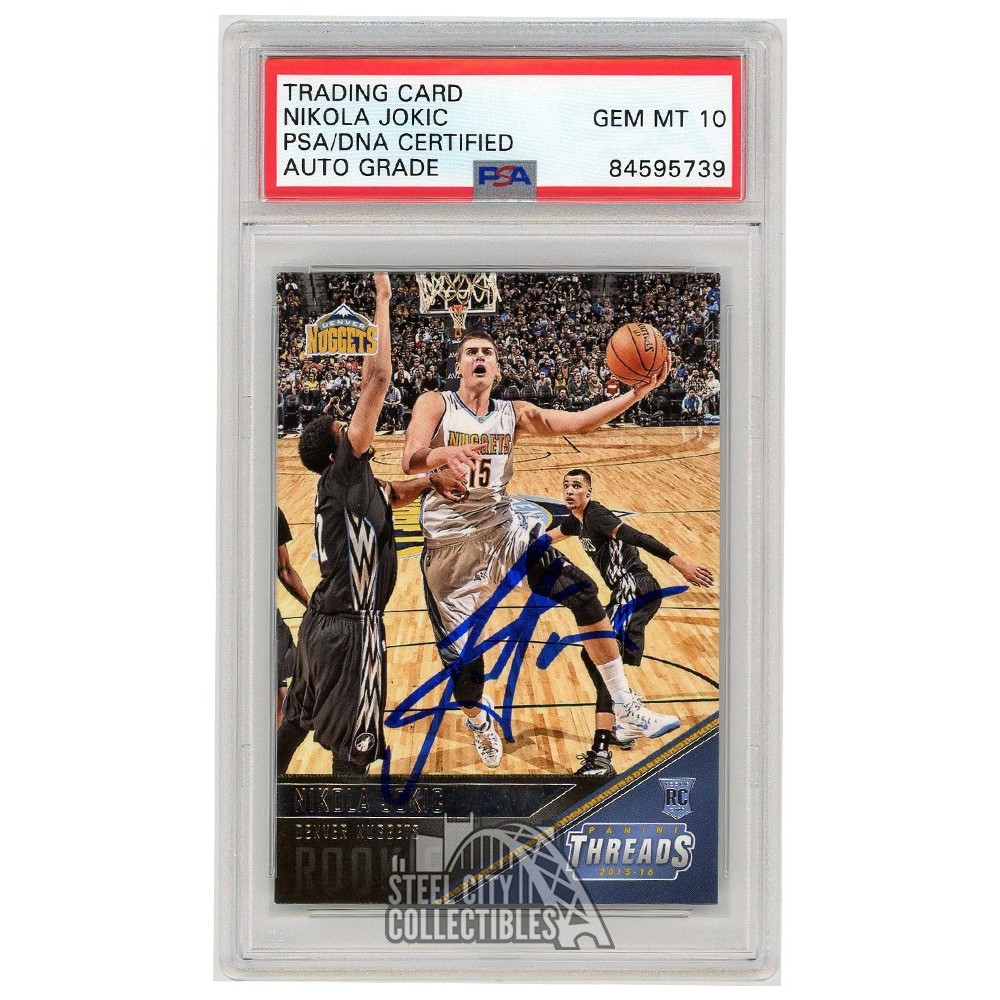Nikola Jokic 2015-16 Panini Threads Autograph Rookie Card #179 PSA/DNA ...