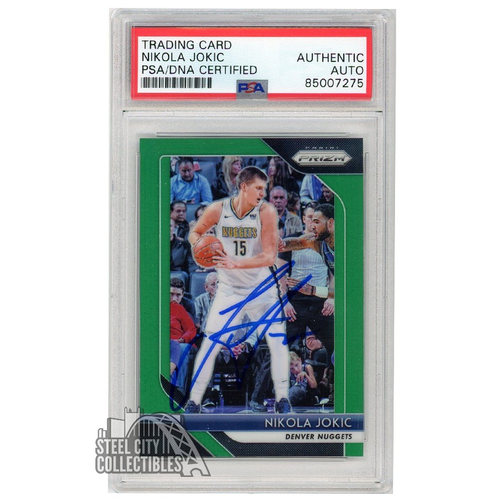 Nikola Jokic 2018-19 Panini Prizm Green Autograph Card #92 PSA/DNA ...