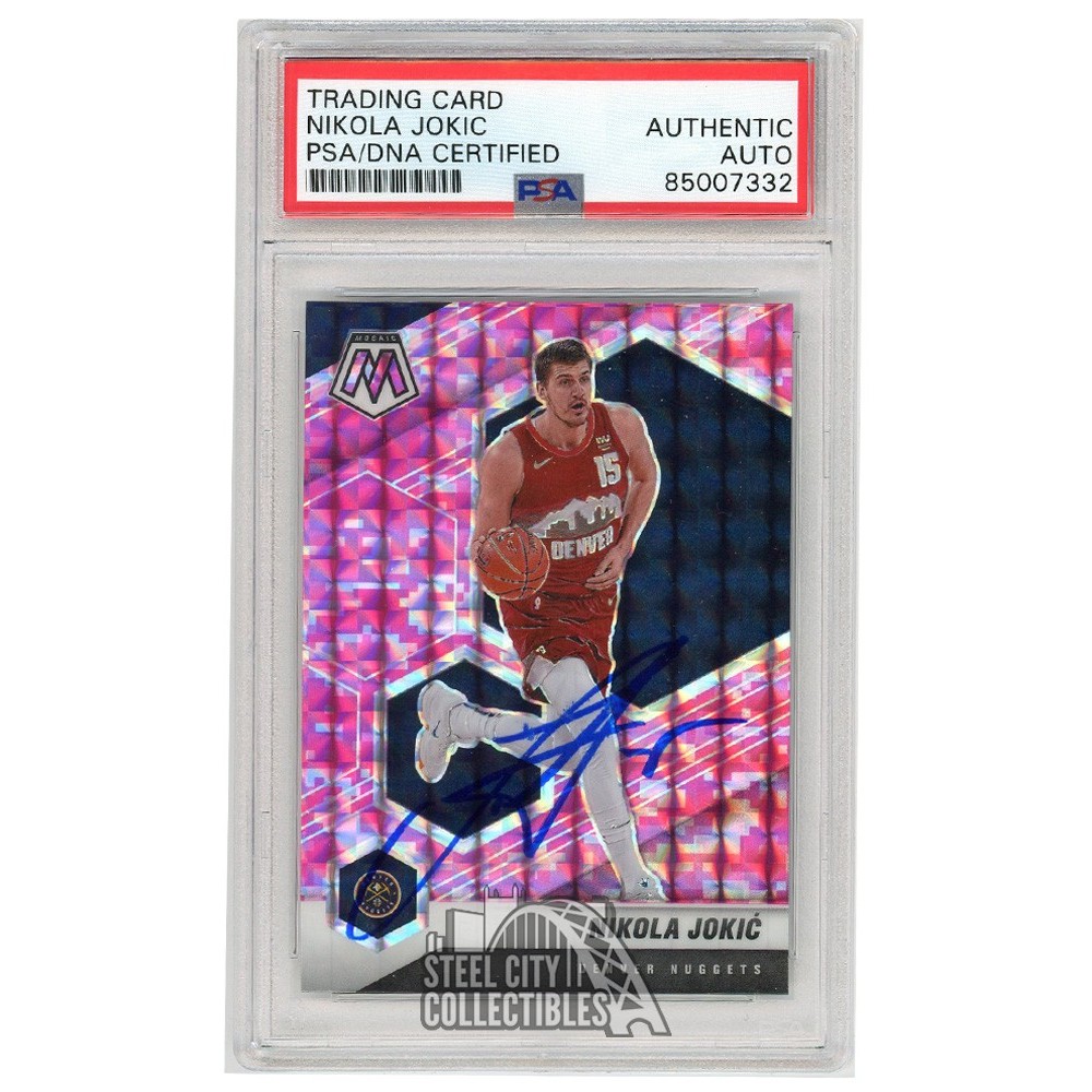 Nikola Jokic 2020-21 Panini Mosaic Camo Pink Autograph Card #21 PSA/DNA ...