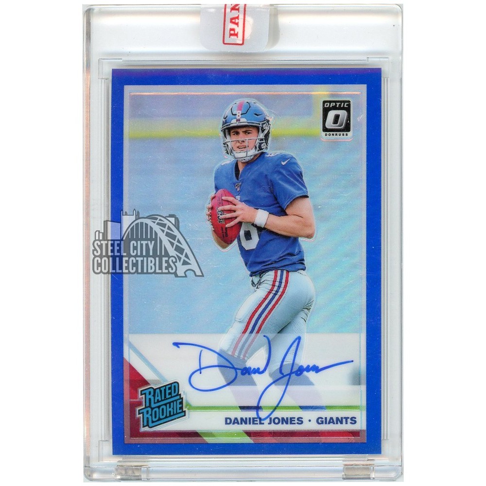READ Daniel Jones 2019 Panini Donruss Optic Blue Rated Rookie Autograph ...