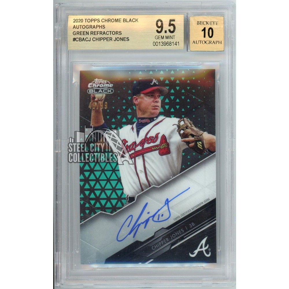 Chipper Jones 2020 Topps Chrome Black Green Autograph Card #CBA-CJ 43/99 BGS 9.5 | Steel City ...