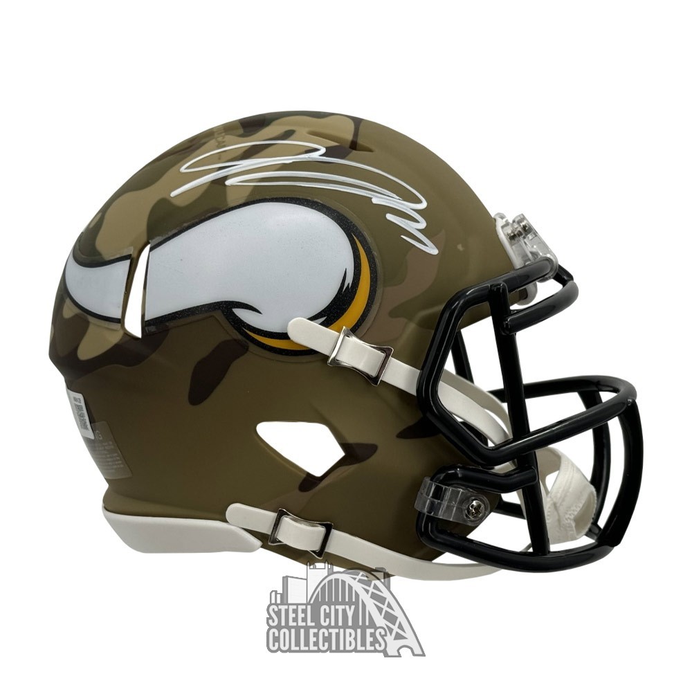 Jordan Addison Autographed Minnesota Camo Mini Football Helmet - BAS ...