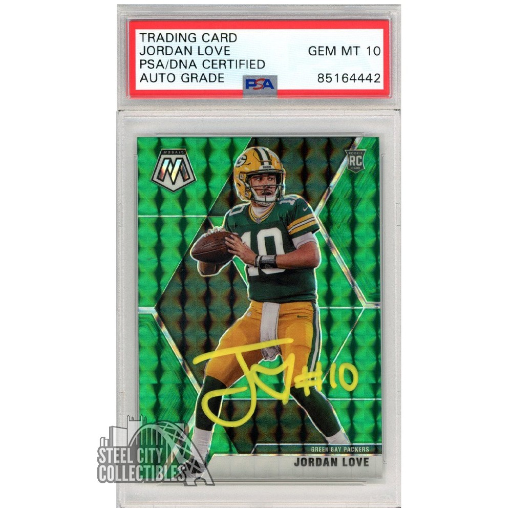 Jordan Love 2020 Panini Mosaic Green Autograph Rookie Card #211 PSA/DNA ...