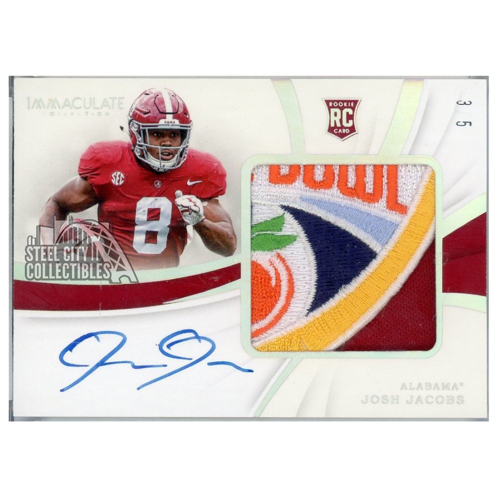 Josh Jacobs 2019 Panini Immaculate Collegiate Autograph Rookie Patch ...