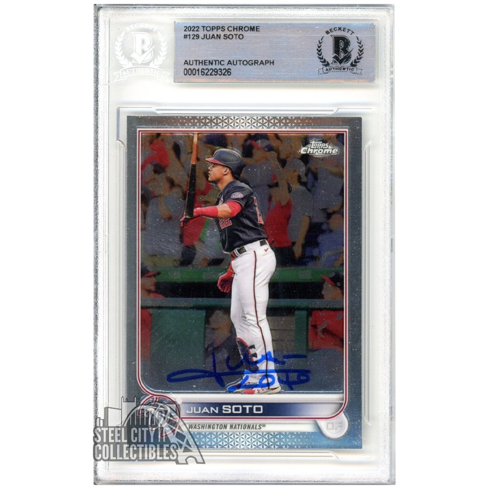 Juan Soto 2022 Topps Chrome Autograph Baseball Card #129 BAS | Steel ...