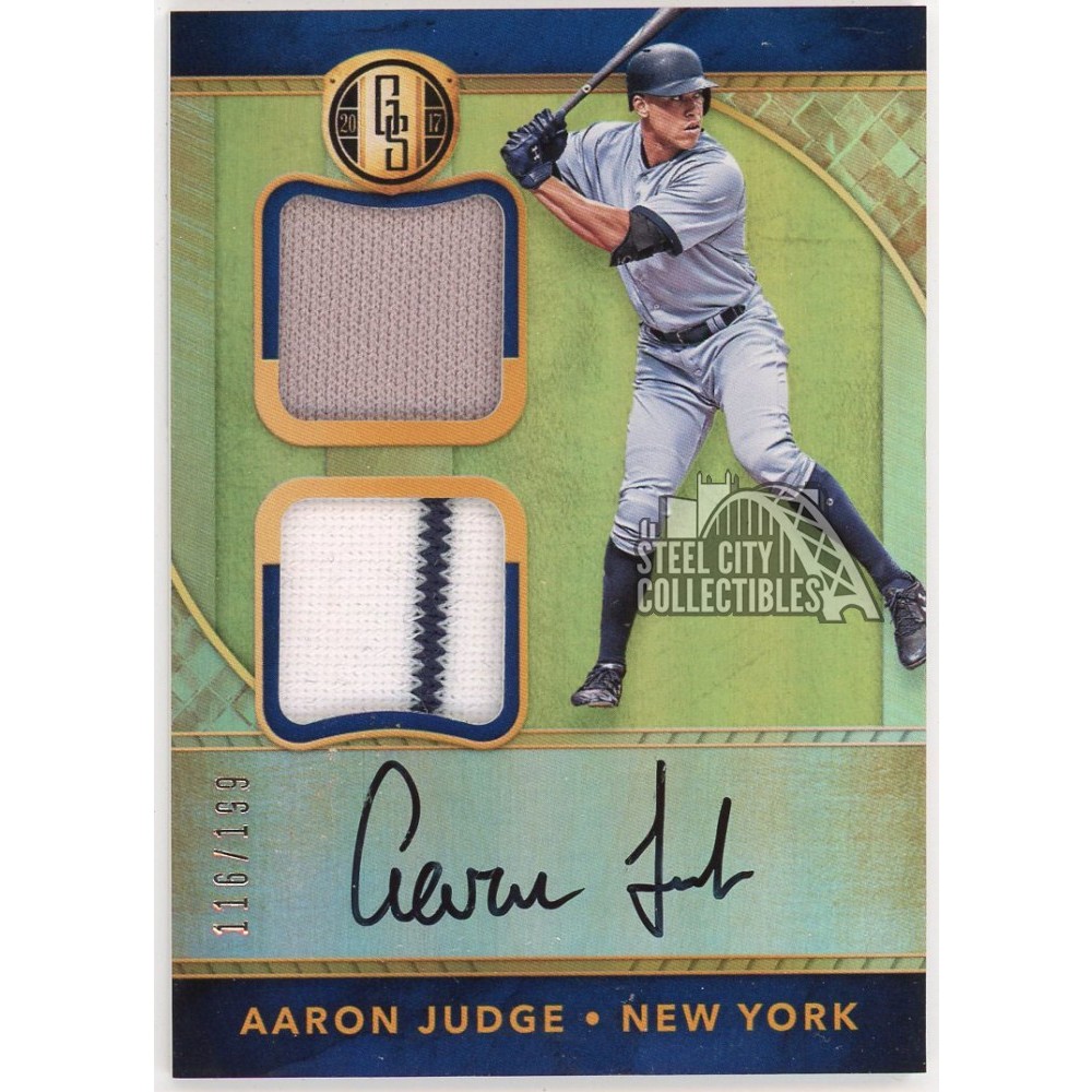 Aaron Judge 2017 Panini Gold Standard Rookie Dual Jersey Autograph Card ...