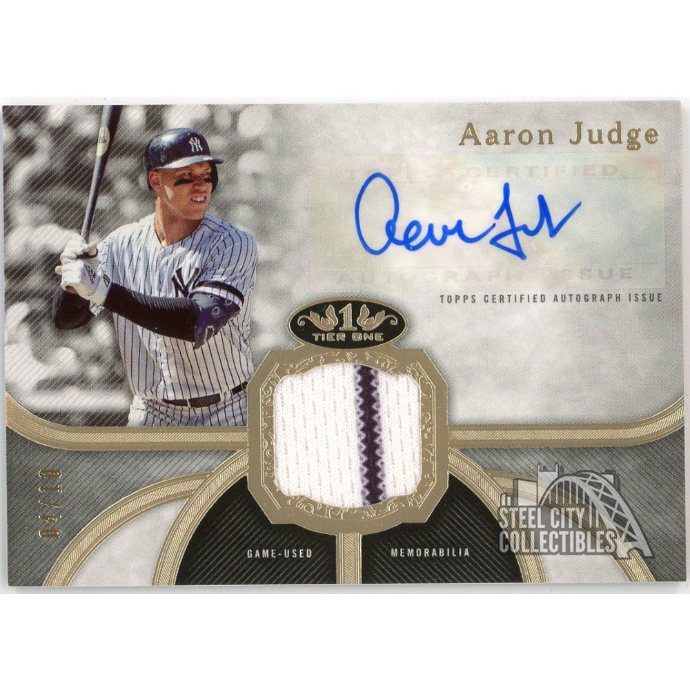 Aaron Judge 2020 Topps Tier One Jersey Relic Autograph Card #T1AR-AJ 4/ ...