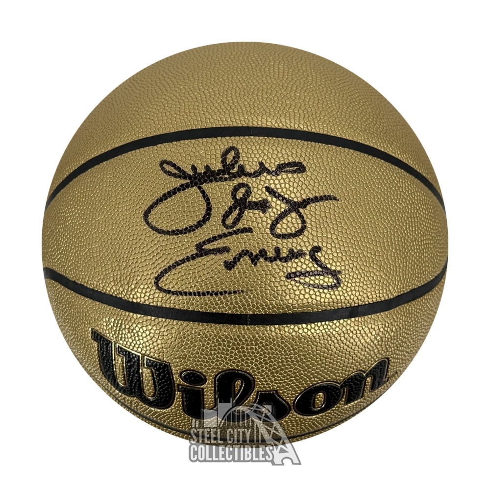 Julius Erving Dr J Autographed Wilson Gold Basketball - JSA | Steel ...