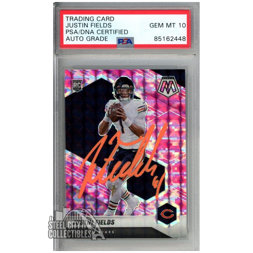 Justin Fields 2021 Panini Mosaic Pink Camo Autograph Rookie Card #304 ...