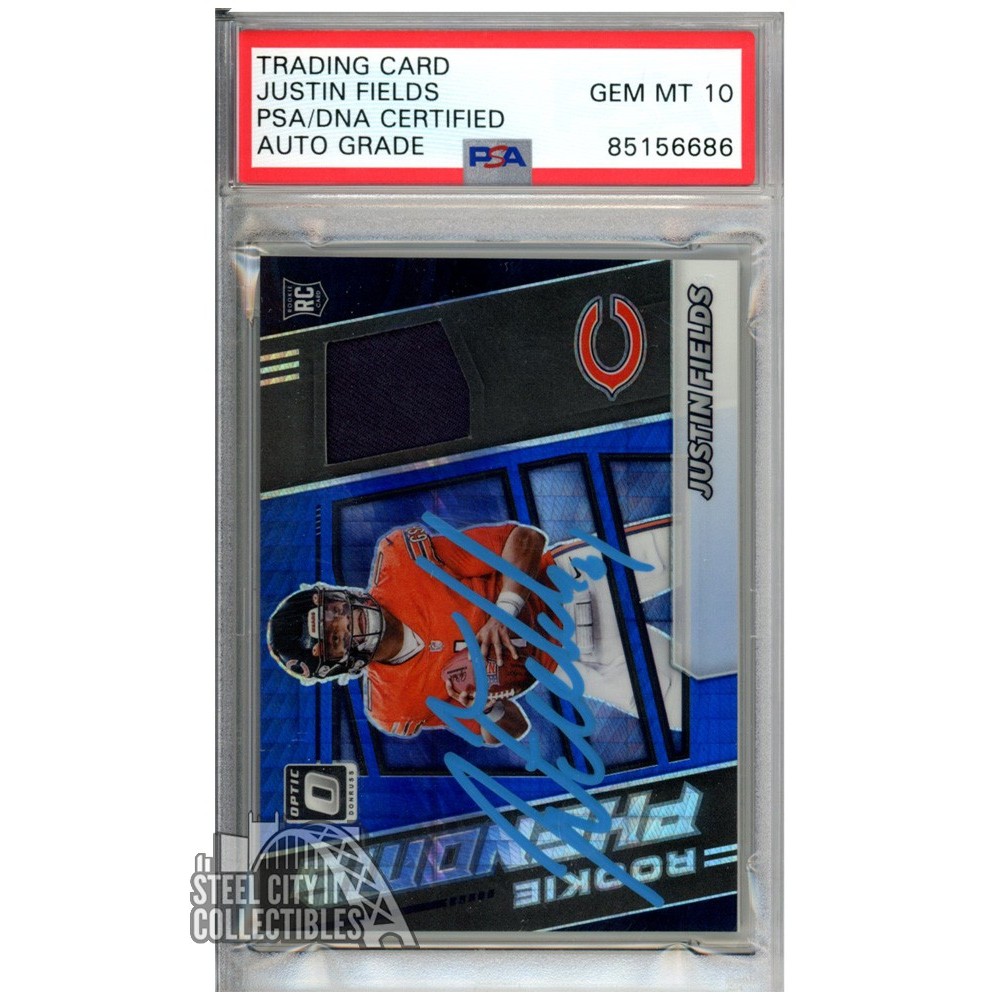 Justin Fields 2021 Panini Optic Rookie Phenoms Blue Hyper Autograph ...