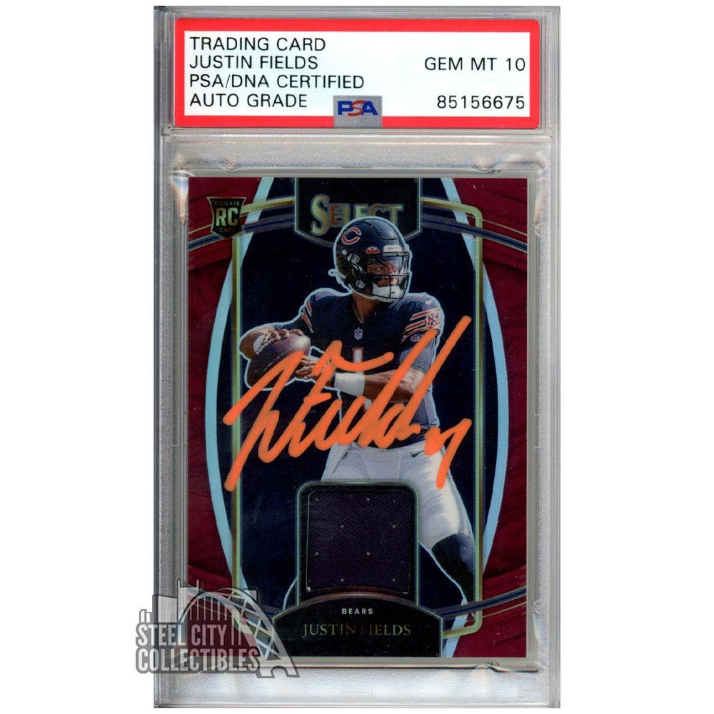 Justin Fields 2021 Panini Select Rookie Swatches Red Autograph Jersey ...