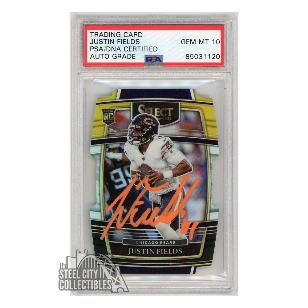 Justin Fields 2021 Panini Select Concourse Yellow Die Cut Autograph ...
