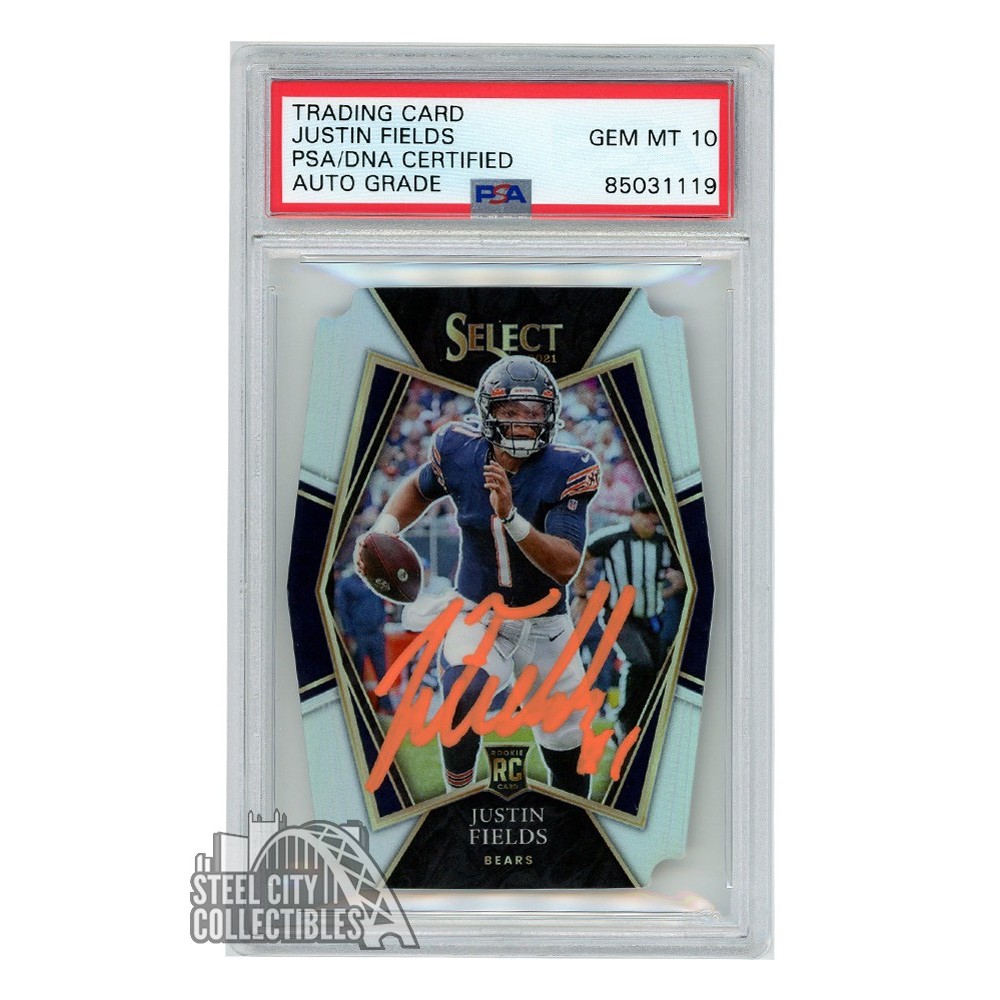 Justin Fields 2021 Panini Select Premier Level Silver Die Cut Autograph ...