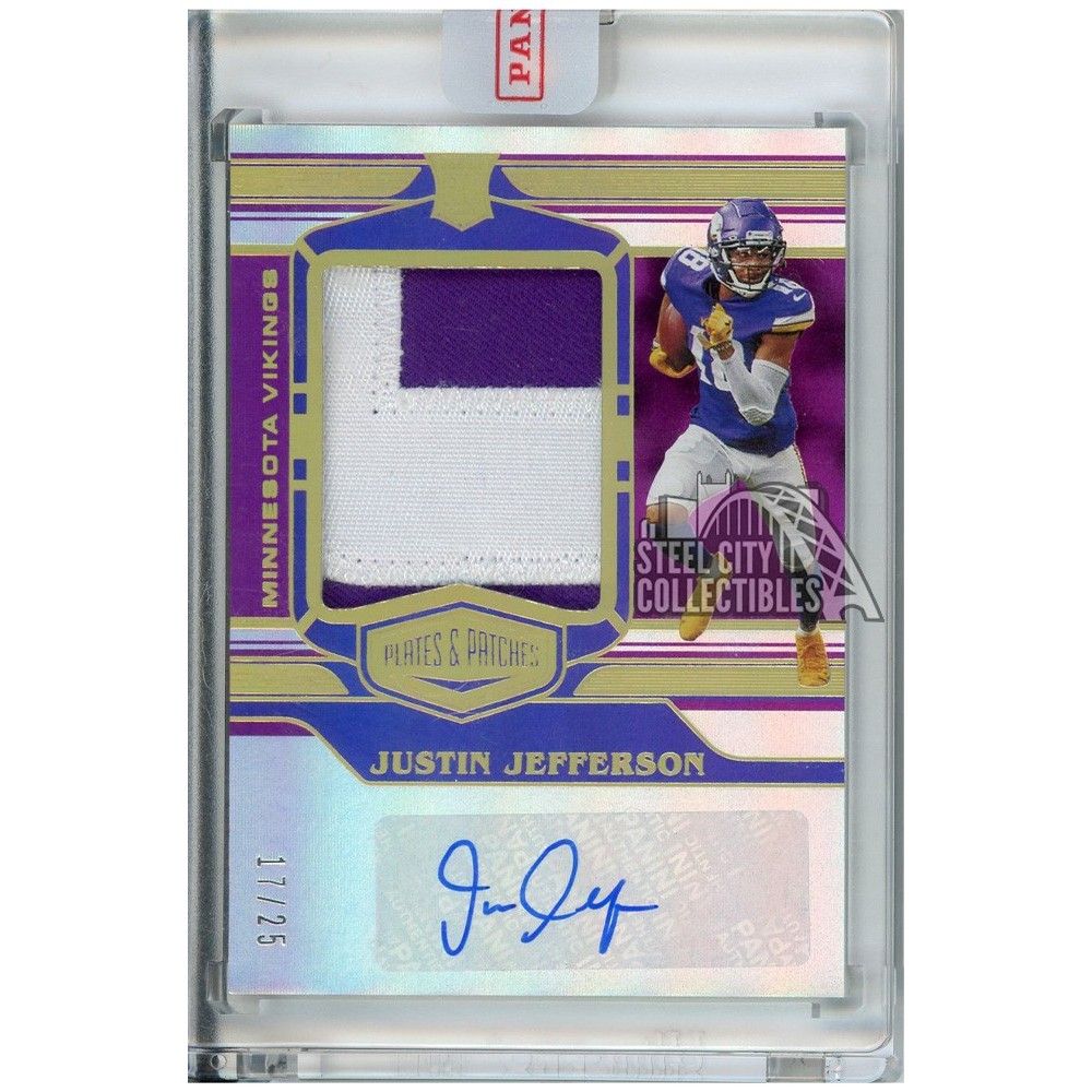 Justin Jefferson 2020 Panini Plates & Patches Autograph Rookie Patch ...